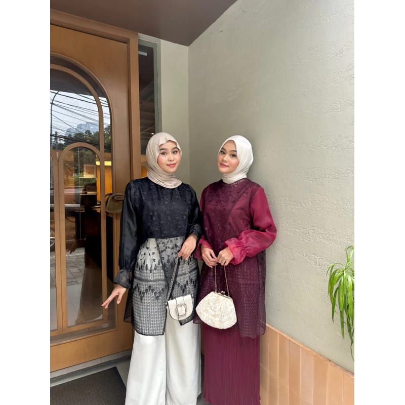 Jual Zize Outer Tunik Brukat Etnik Organza/Tunik Brukat/Baju Hari Raya ...