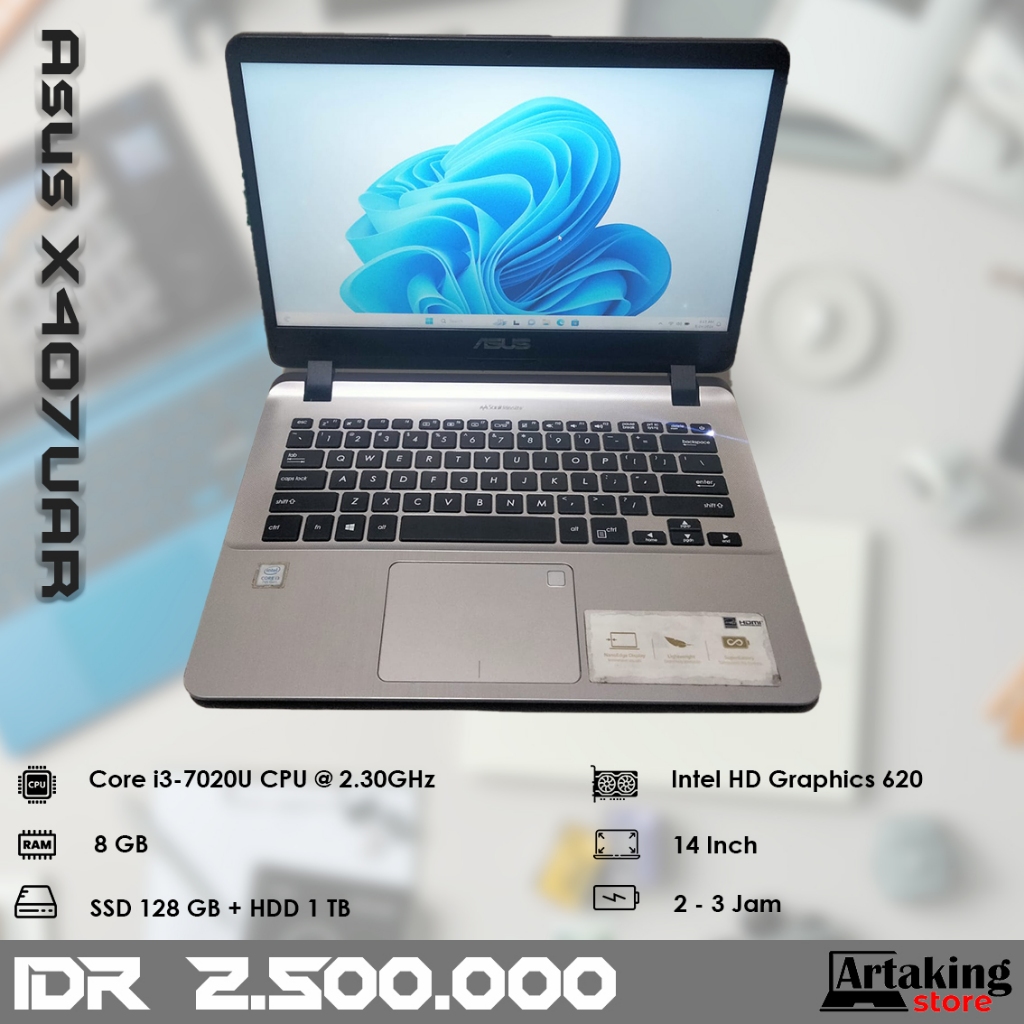 Jual Asus X407UAR - Core i3 - Gen 7 th - SSD 128 gb | Shopee Indonesia