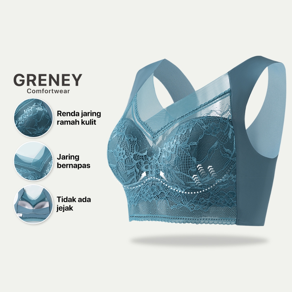 Jual GRENEY-L.W.L-Bra Rompi Bigsize Renda Seamless Bra Wanita Jumbo Cup ...