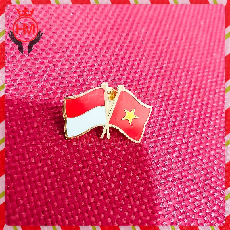Jual Cros Flag Pin Bendera Negara Indonesia Dan Vietnam Pin Bros Custom ...