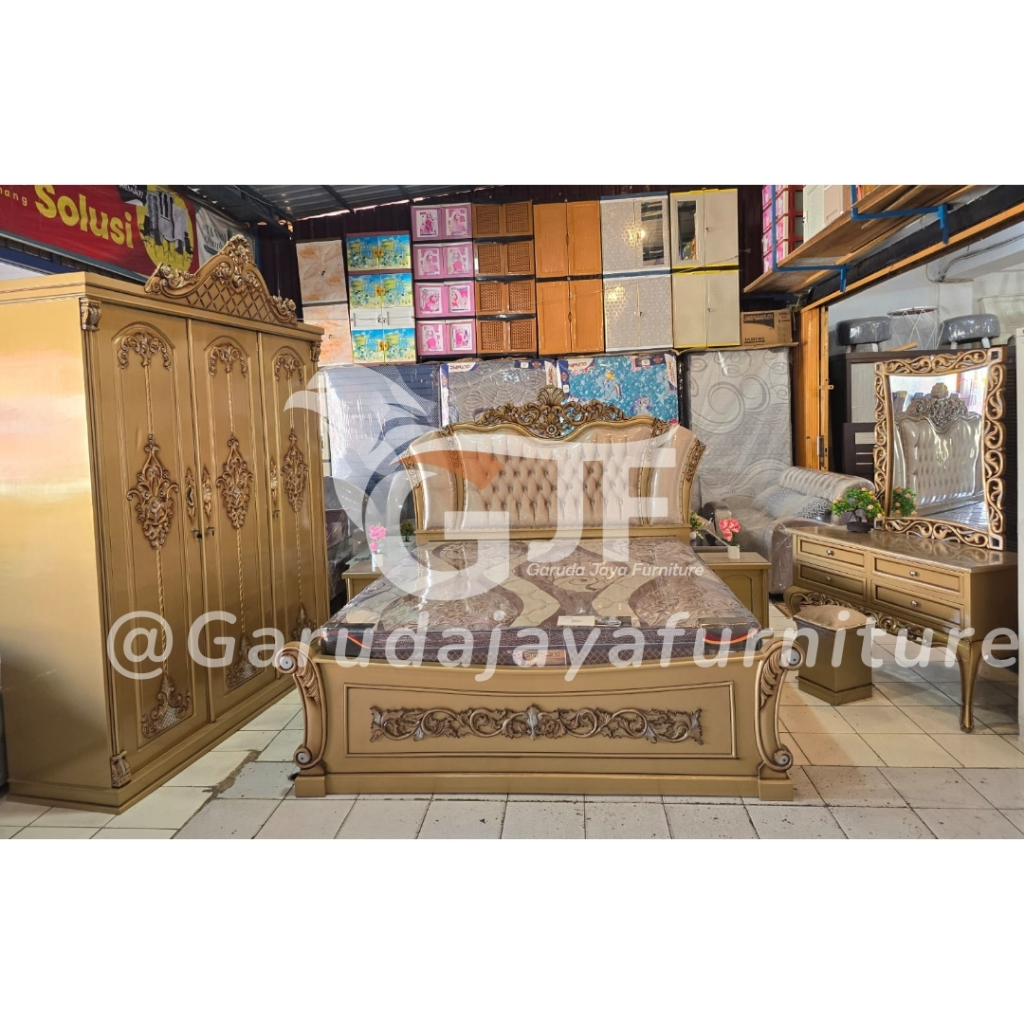 Jual KAMAR SET KAYU/KAMAR SET MODEL UKIR/KAMAR SET UKIR COKELAT MEWAH ...