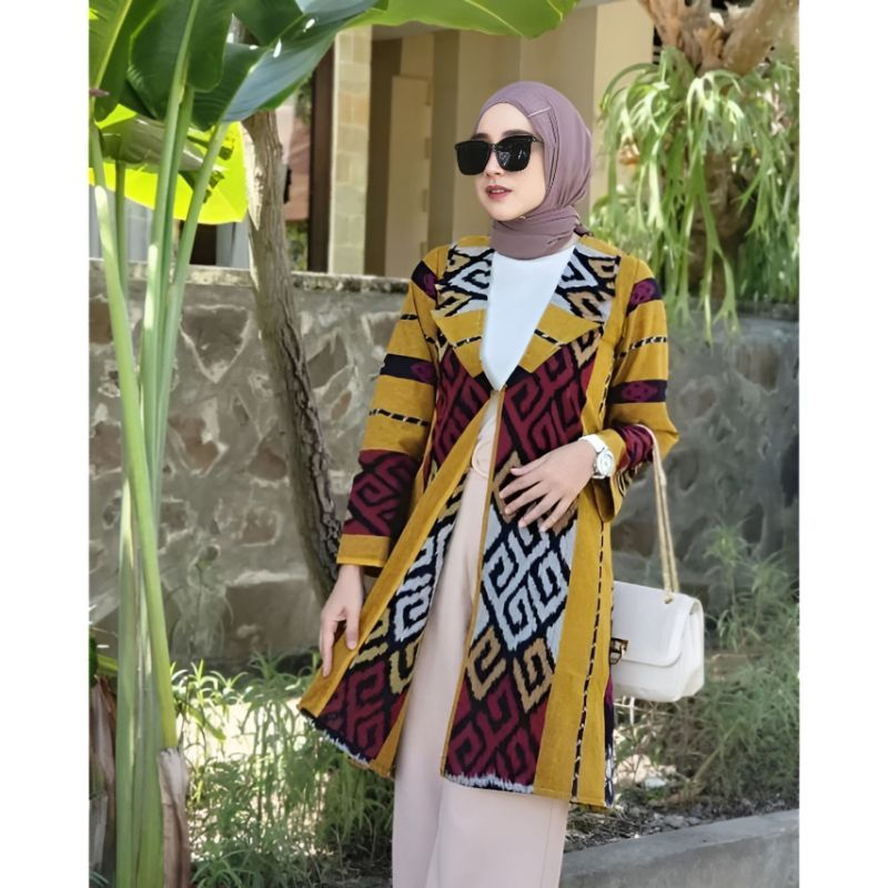 Jual Blazer Wanita Tenun Tradisional Baju Kerja Korean Style Cardigan ...