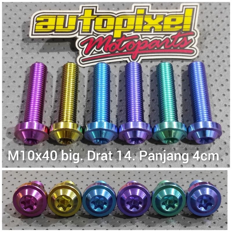 Jual Baut titanium 10x40 big baut titan drat 14 panjang 4cm grade 5 vietnam | Shopee Indonesia