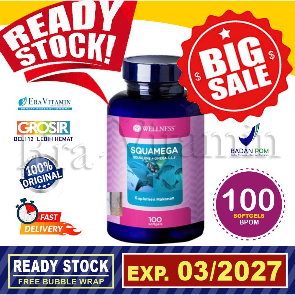 Jual WELLNESS Squamega Squalene 369 Omega 3 6 9 Complete EFA 100 Kapsul ...