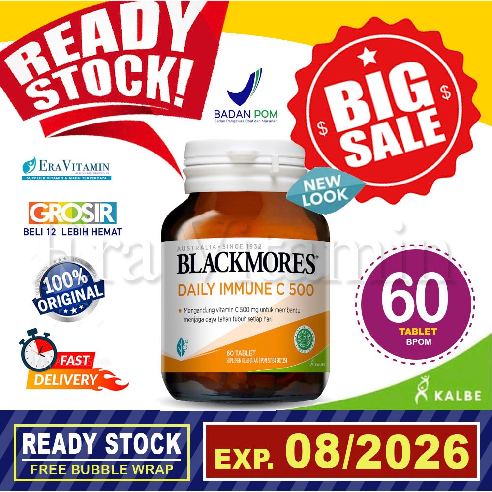 Jual Blackmores Daily Immune 500 mg isi 60 tablet BPOM KALBE vitamin Bio C | Shopee Indonesia