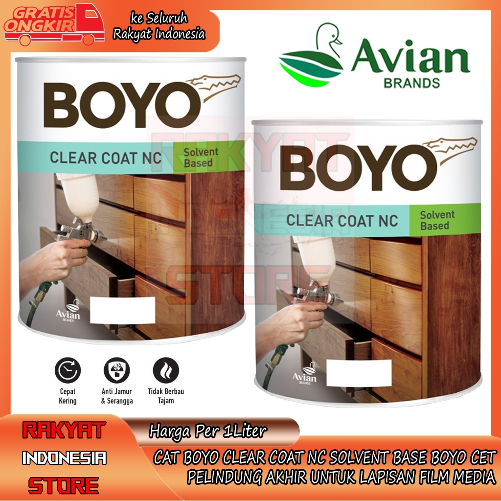 Jual Cat Boyo Clear Coat Nc Solvent Base Cet Pelindung Akhir Lapisan ...