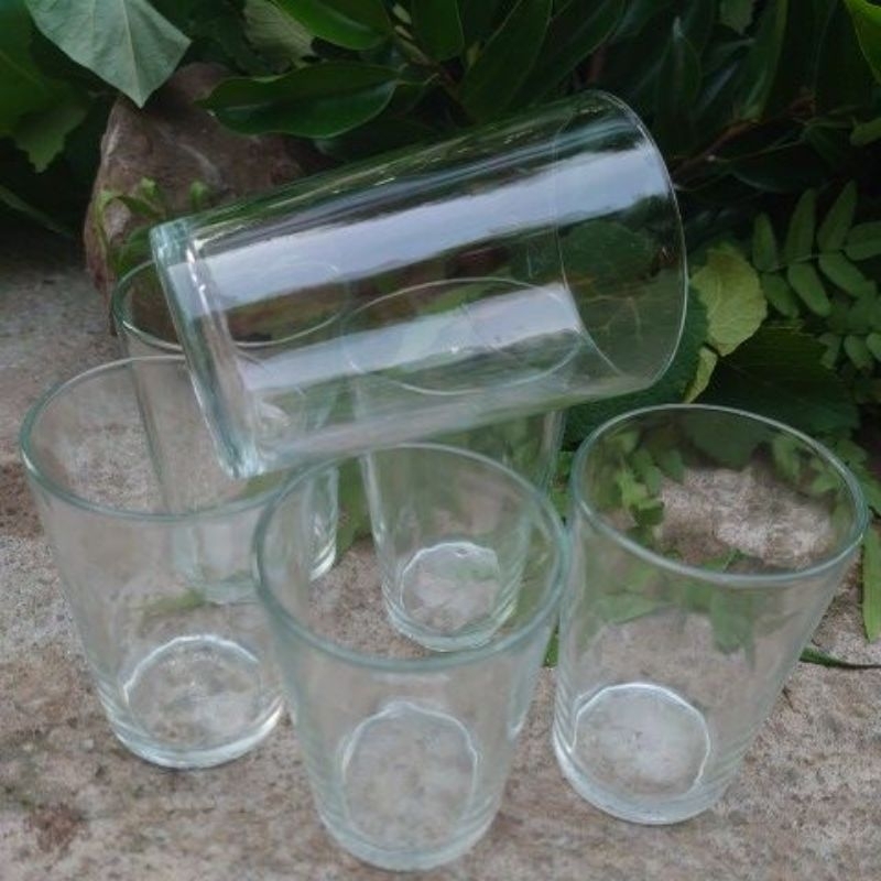 Jual 6pcs gelas polos/gelas lurus bahan kaca | Shopee Indonesia