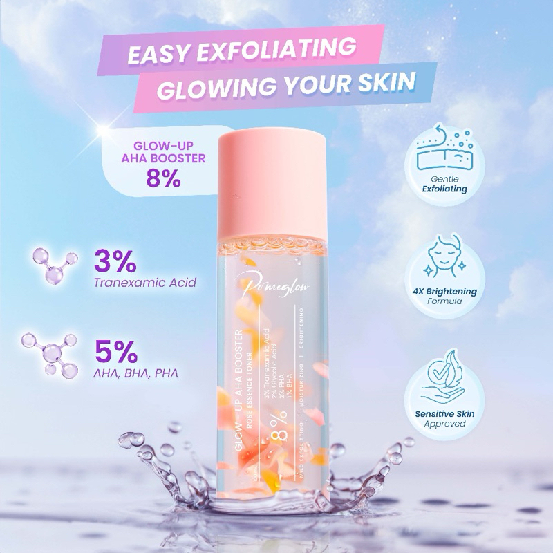 Jual Pomeglow Exfoliating Toner- Glow Up AHA Booster - Exfoliating ...