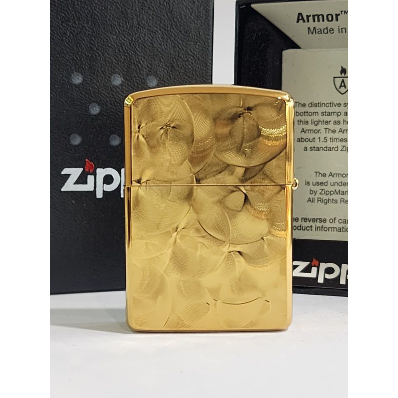 Jual Original Zippo Armor Gold Swirl design Titanium Plate 2 sisi | Shopee Indonesia