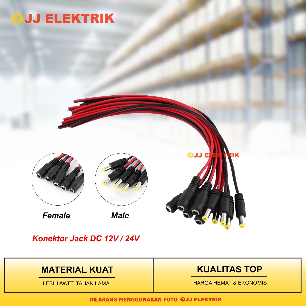Jual Kabel Konektor Jack DC 12V 24V Power Supply Lampu LED Strip Neon ...
