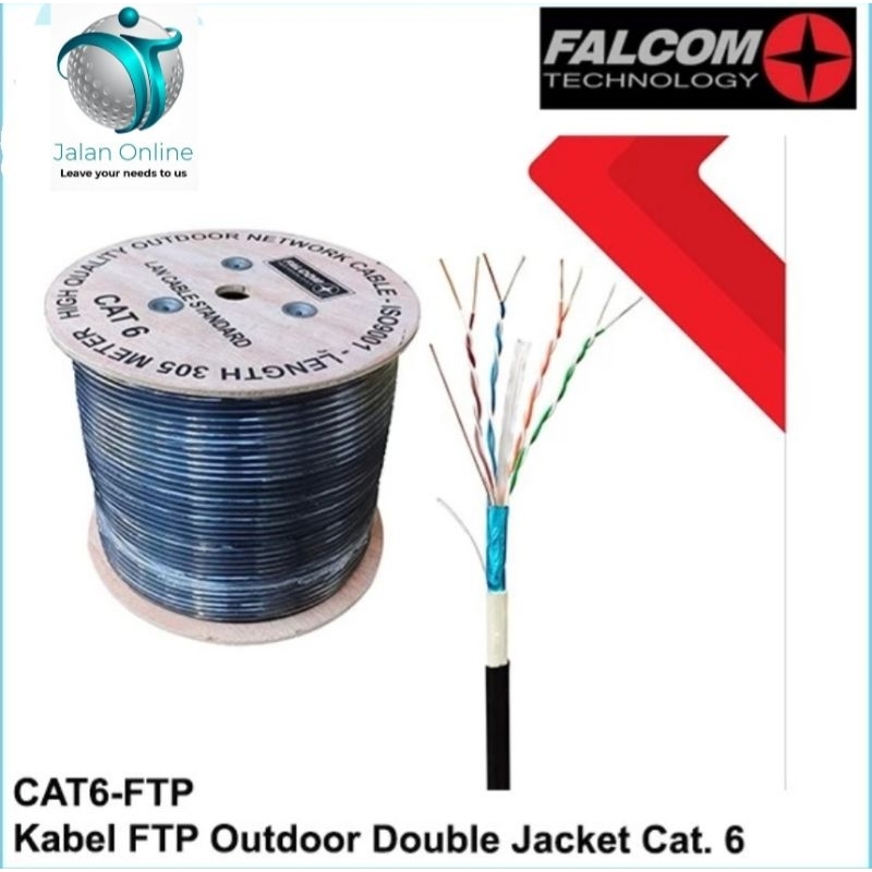 Jual Falcom FTP Cat 6 Kabel Lan STP Cat6 Double Jacket Pelindung ...