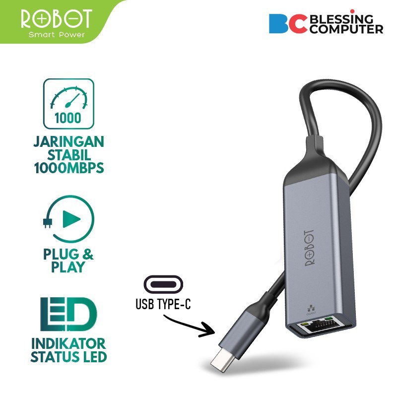 Jual USB LAN ROBOT EA20C USB C to 10/100/1000Mbps RJ45 | Shopee Indonesia