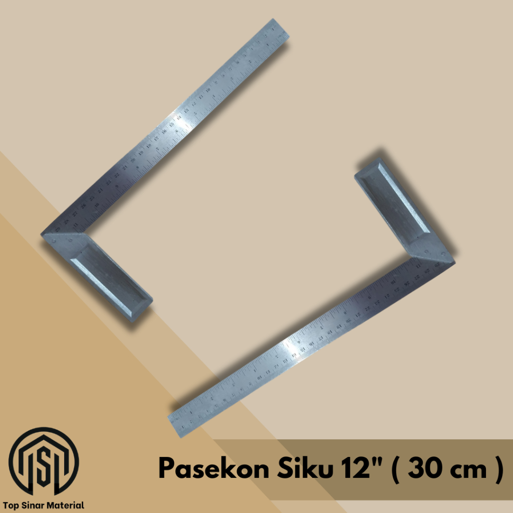 Jual Penggaris Siku Tukang Besi Pasekon 30 cm 12 inch Tebal & Tipis 12 ...