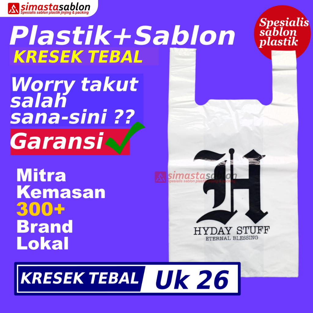 Jual Sablon kantong plastik kresek jinjing Tebal kustom Ukuran 26 cm ...