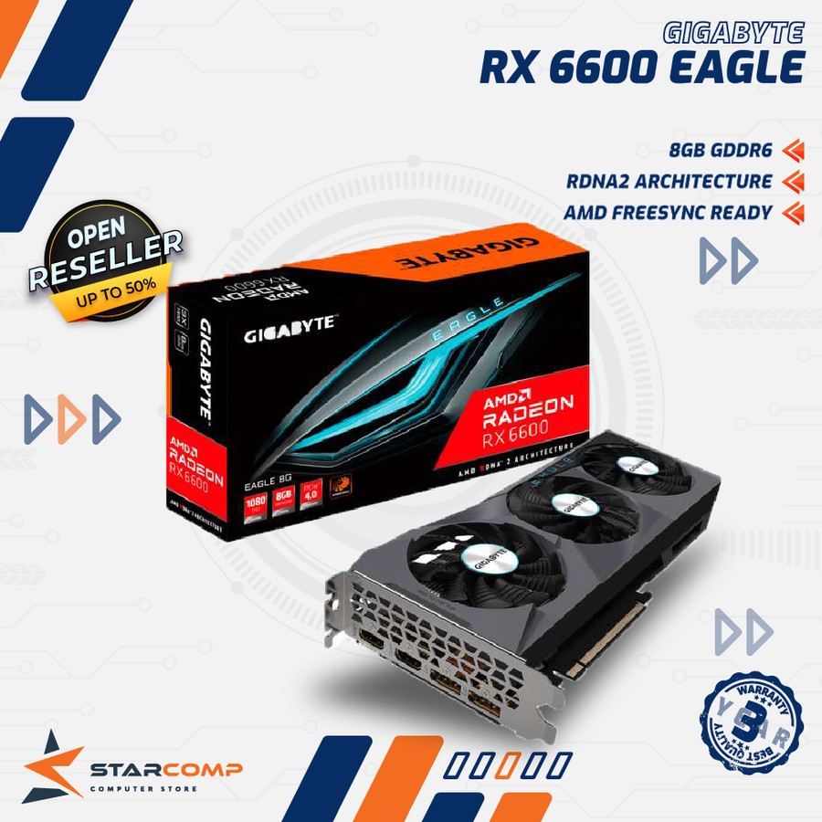 Jual Gigabyte VGA Radeon RX 6600 EAGLE 8G - GV-R66EAGLE-8GD RX 6600 ...