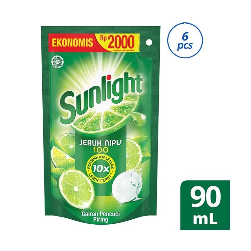 Jual Sunlight Jeruk Nipis Sabun Cuci Piring [90 mL] isi 6 Pcs | Shopee Indonesia