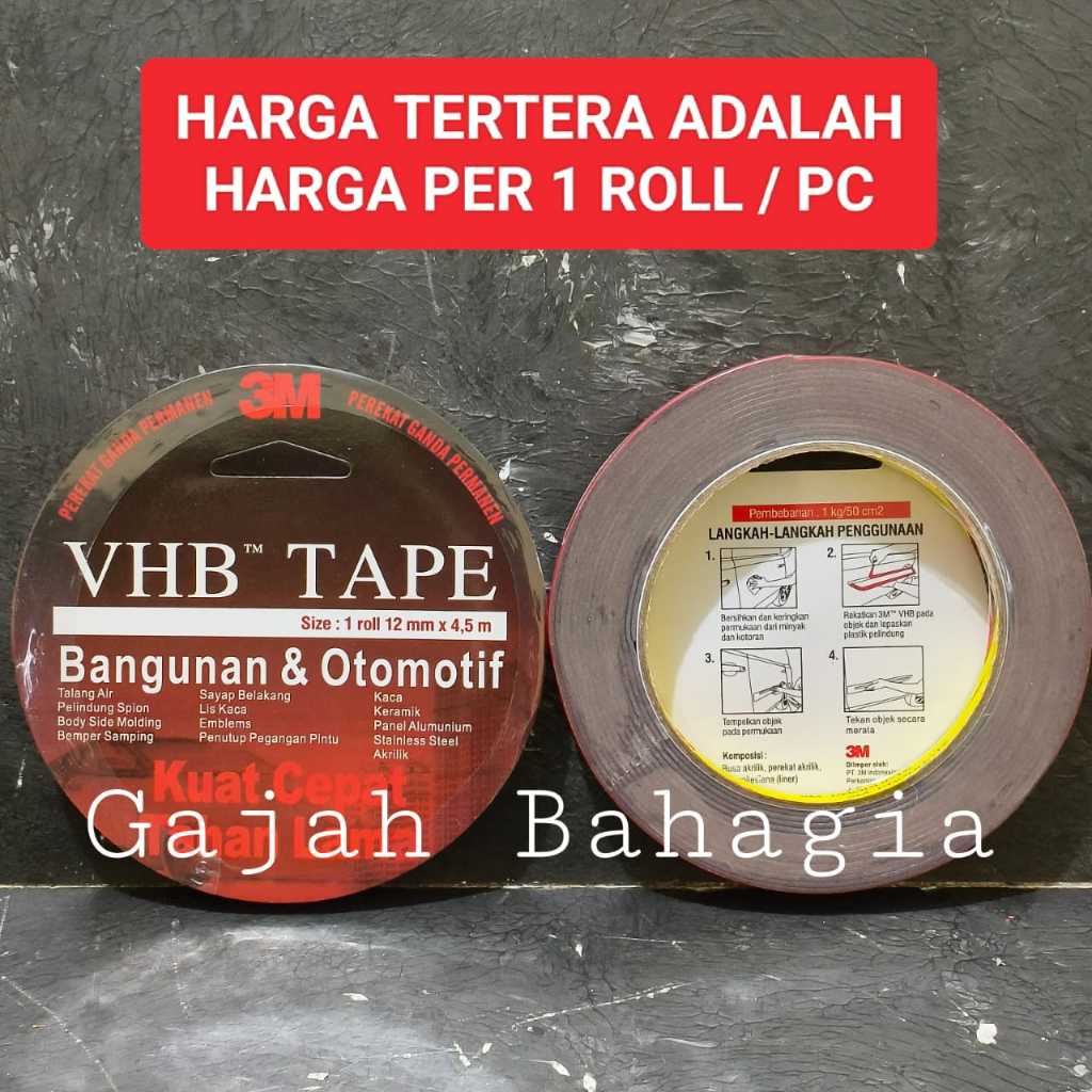 Jual VHB Tape 3M Original 12 mm x 4,5 meter Double Dobel Tip Otomotif | Shopee Indonesia