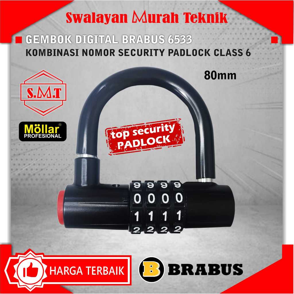 Jual Gembok Digital BRABUS 6533 Kombinasi Nomor Security Padlock Class ...