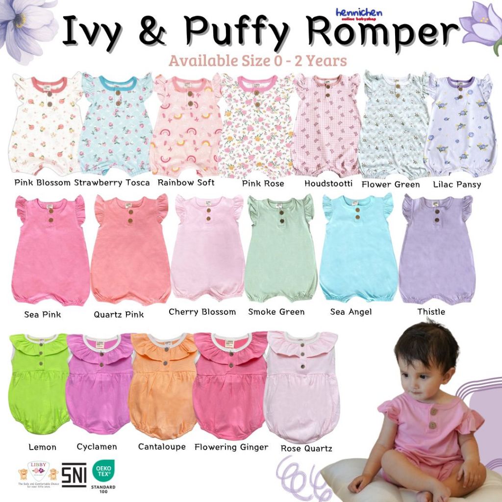 Jual Libby Ivy Romper Ruffle 0-2 Tahun Puffy Jumper Cotton Earth Color ...