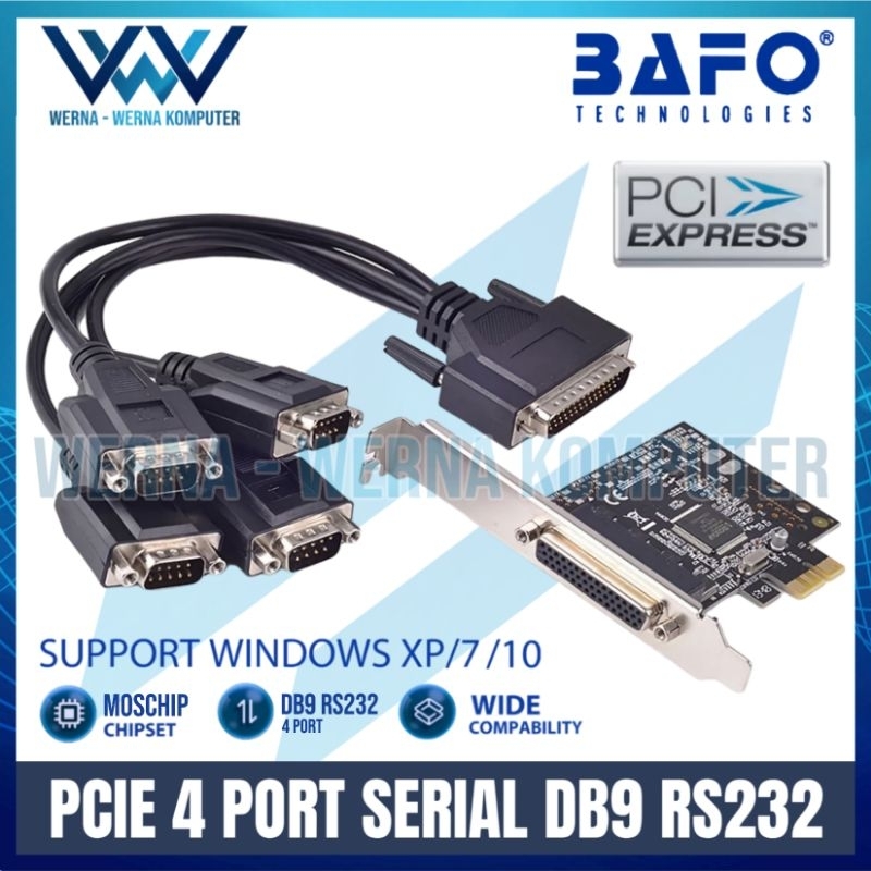 Jual BAFO PCI-e 4 Port Serial RS232 DB9 Expansion Card PCI Express PCIE ...