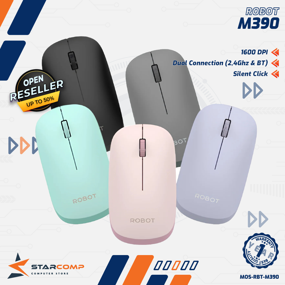 Jual Mouse Multi Device Bluetooth+2.4G Robot M390 Wireless Mouse Silent ...