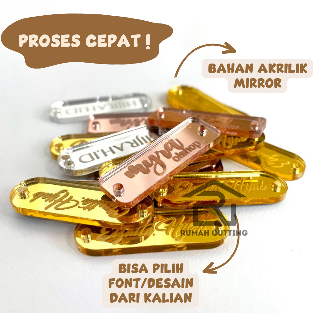 Jual [100 PCS] Label Hijab Akrilik Label Jilbab Label Baju Akrilik ...