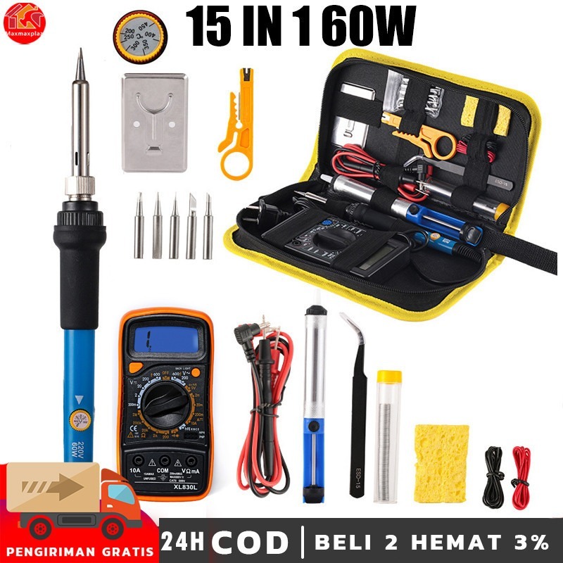 Jual 15in1 Set Besi Solder Portabel Paket Solder Lengkap 60watt 220v /Solder listrik Set 15in1 ...