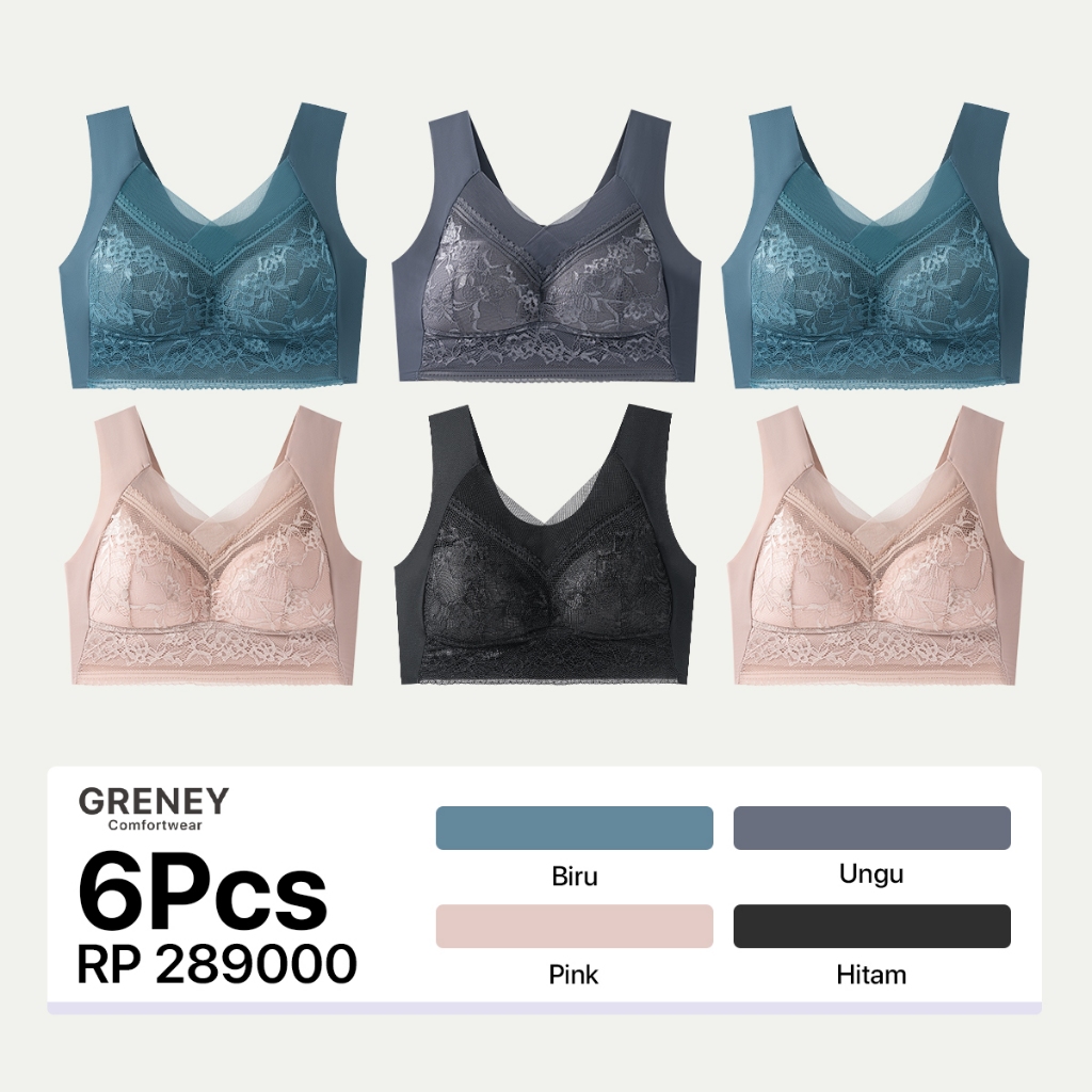 Jual GRENEY-L.W.L-Paket bra (6PCS) Bra Rompi Bigsize Renda Seamless ...