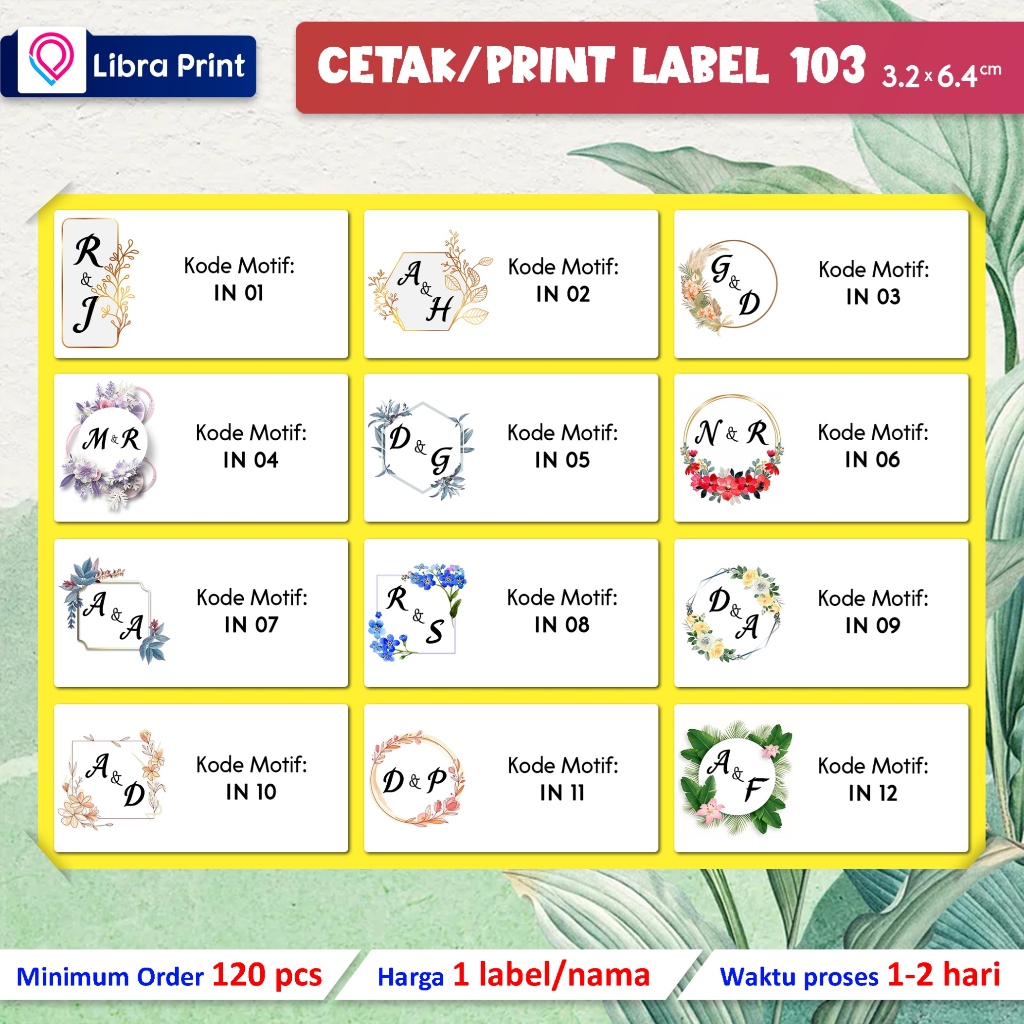 Jual Cetak Stiker Label 103 Polos & Motif / Print Label Nama Undangan ...