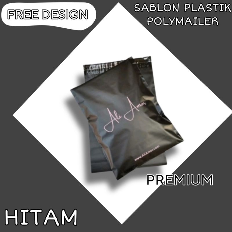 Jual COSTUM SABLON POLYMAILER PREMIUM WARNA HITAM | Shopee Indonesia