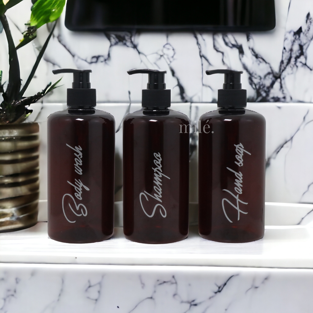 Jual BOTOL SABUN REFILL PUMP MINIMALIS 500 ML AMBER / TEMPAT SABUN ...