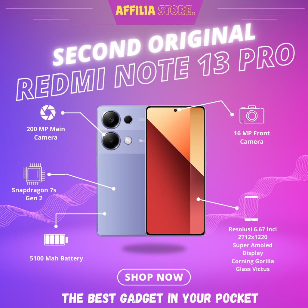Jual XIAMI REDMI NOTE 13 PRO 8/256 FULLSET ORIGINAL (SECOND) | Shopee ...