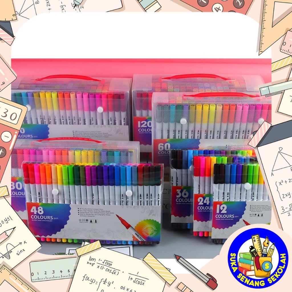 Jual Colours Spidol Double Head Pen Drawing Fine Art / Set Stabilo ...