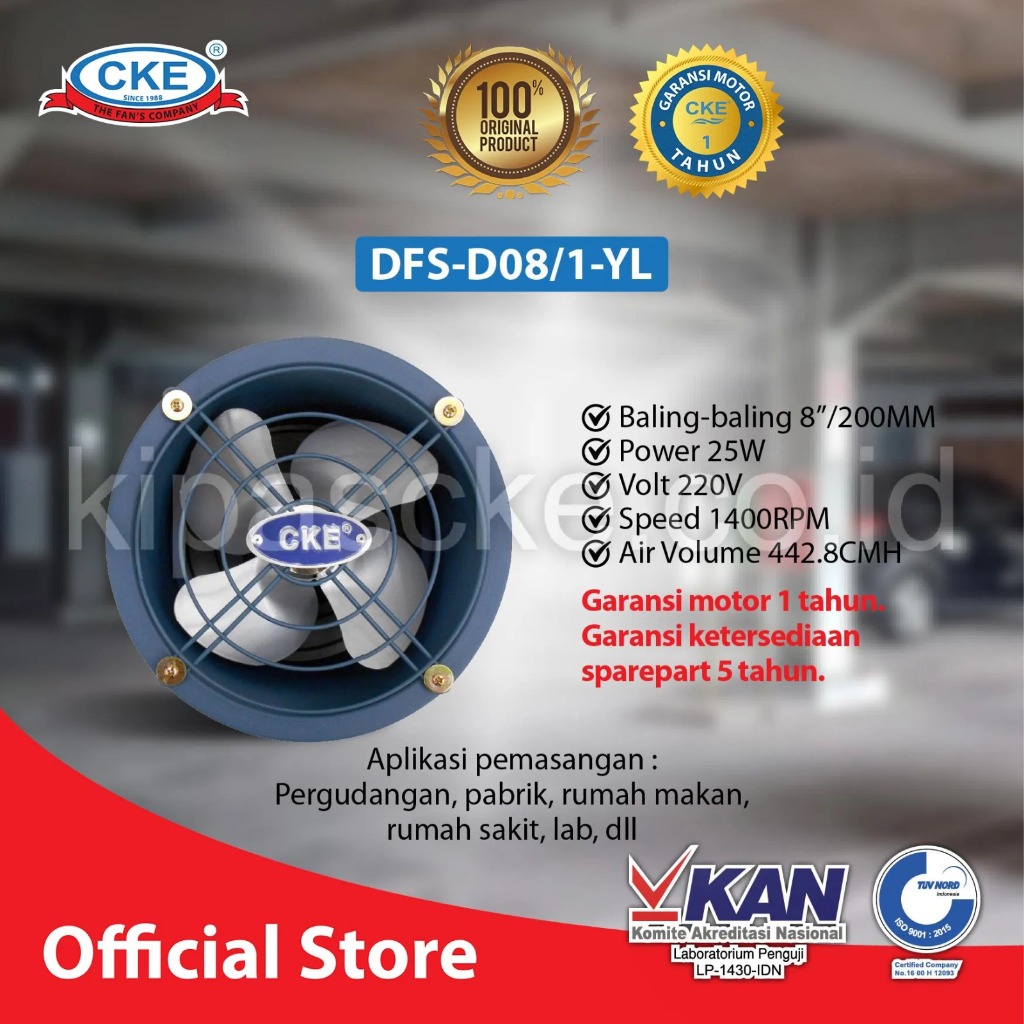 Jual CKE Drum Fan DFS-D08/1-YL 220V ukuran 8 Inch 1400 RPM 220V Kipas ...