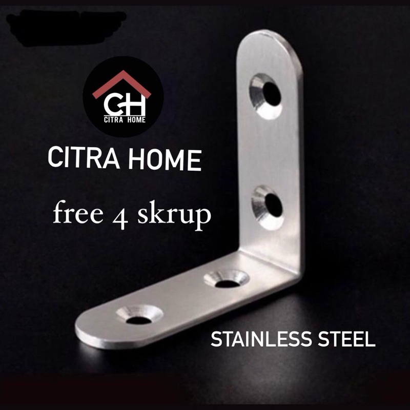 Jual Bracket/ Plat Siku L Stainless Steel 50x50x2mm | Shopee Indonesia