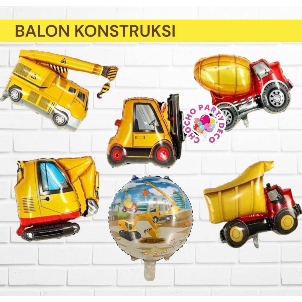Jual Balon Mobil KONSTRUKSII / Balon Excavatorr Crane Truk Mixerr ...