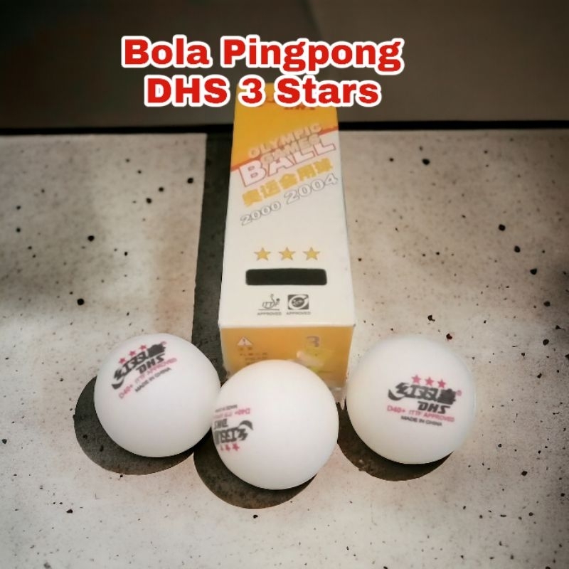 Jual Bola Pingpong DHS 3 Stars isi 3 Putih | Shopee Indonesia