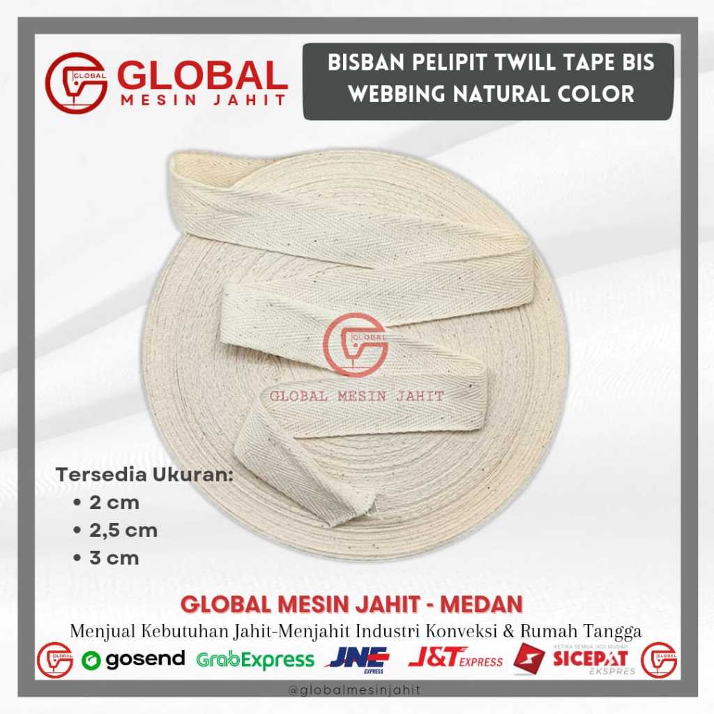 Jual Bisban Bis Webbing Twilltape Katun Broken White Cotton Twill Tape ...