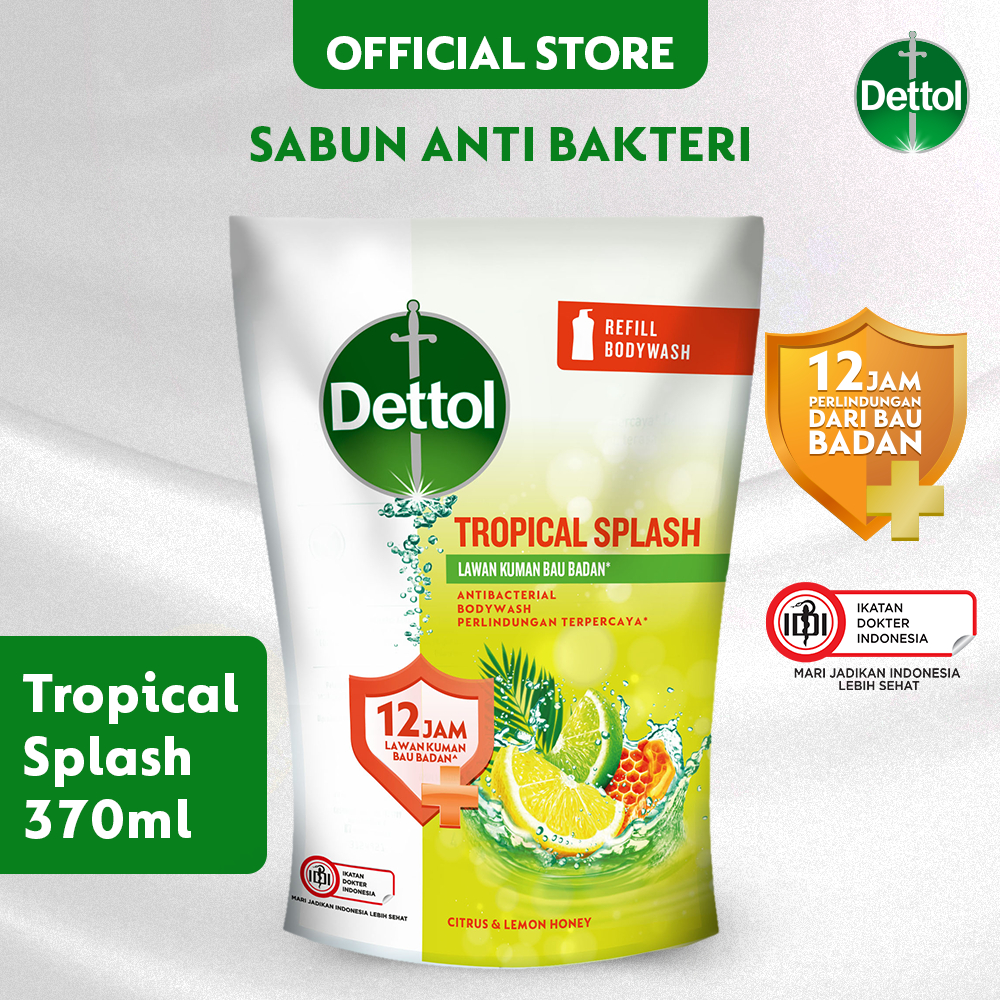 Jual Dettol Sabun Mandi Cair Anti Bakteri Tropical Splash 370 gr | Shopee Indonesia
