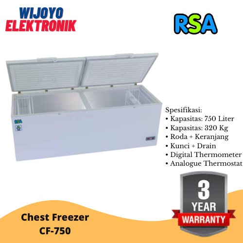 Jual CHEST FREEZER RSA CF-750 BIG 2 PINTU THERMOMETER DIGITAL | Shopee ...