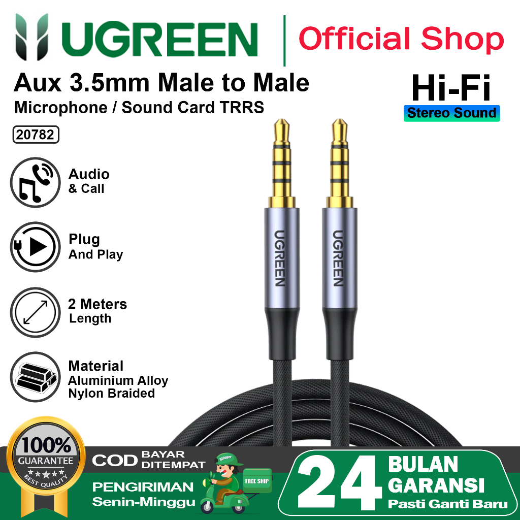 Jual UGREEN Kabel Aux Audio 3.5mm Male To Male Extension 3.5mm Male to Female | Shopee Indonesia