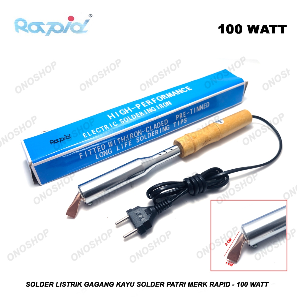 Jual Solder Listrik Gagang Kayu Solder Patri Merk RAPID - 100 Watt ...
