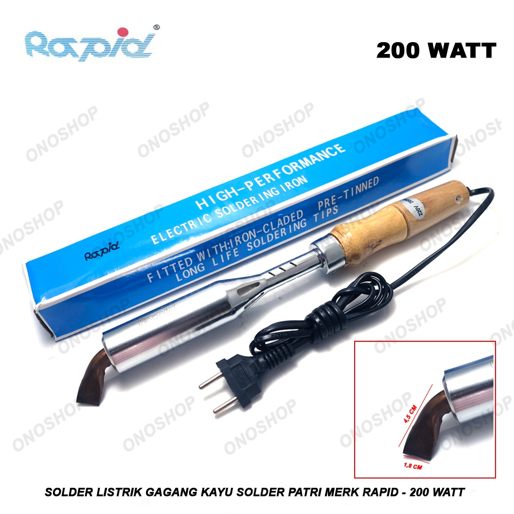 Jual Solder Listrik Gagang Kayu Solder Patri Merk RAPID - 200 Watt ...