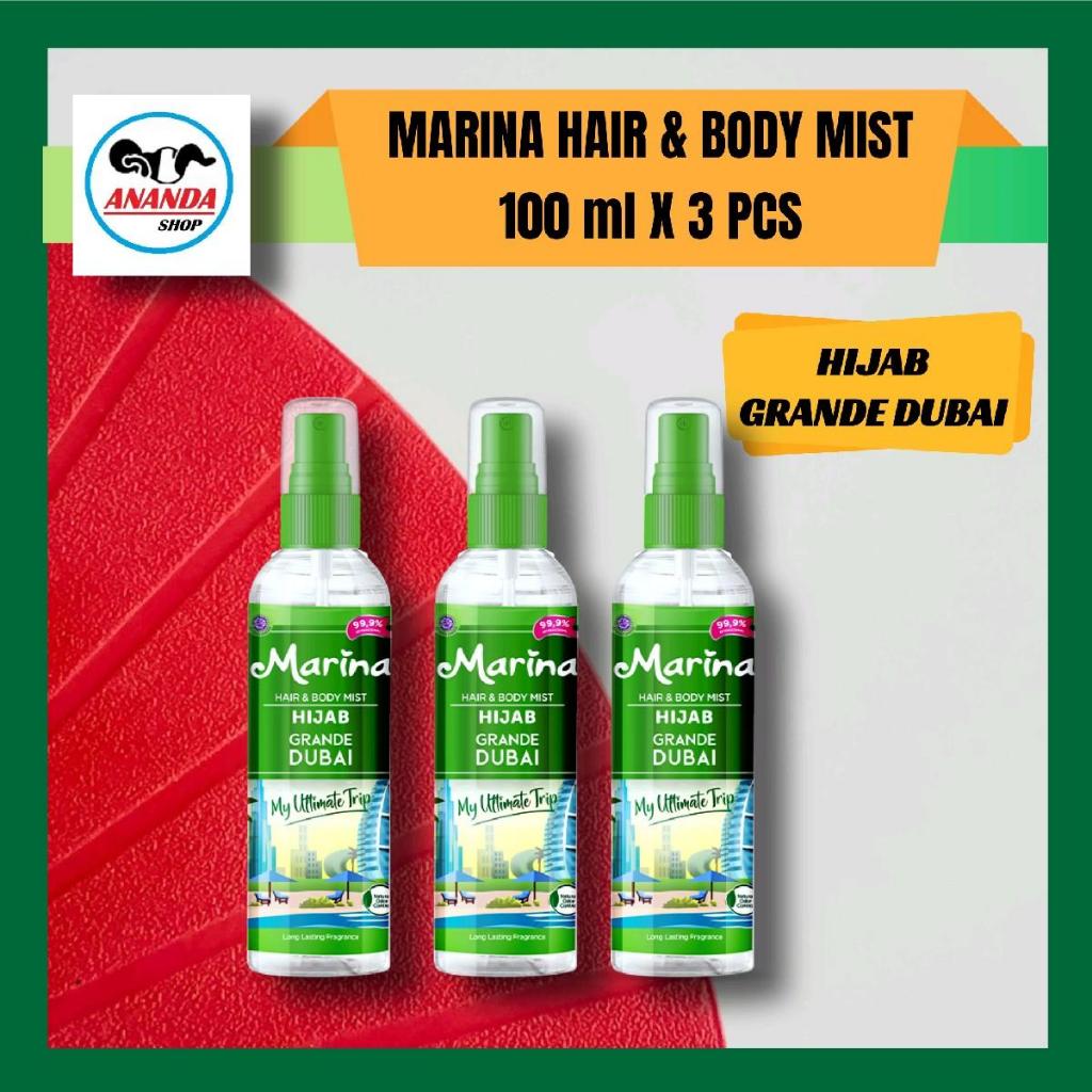 Jual Marina Hair And Body Mist Hijab Grande Dubai 100ml x 3 pcs ...