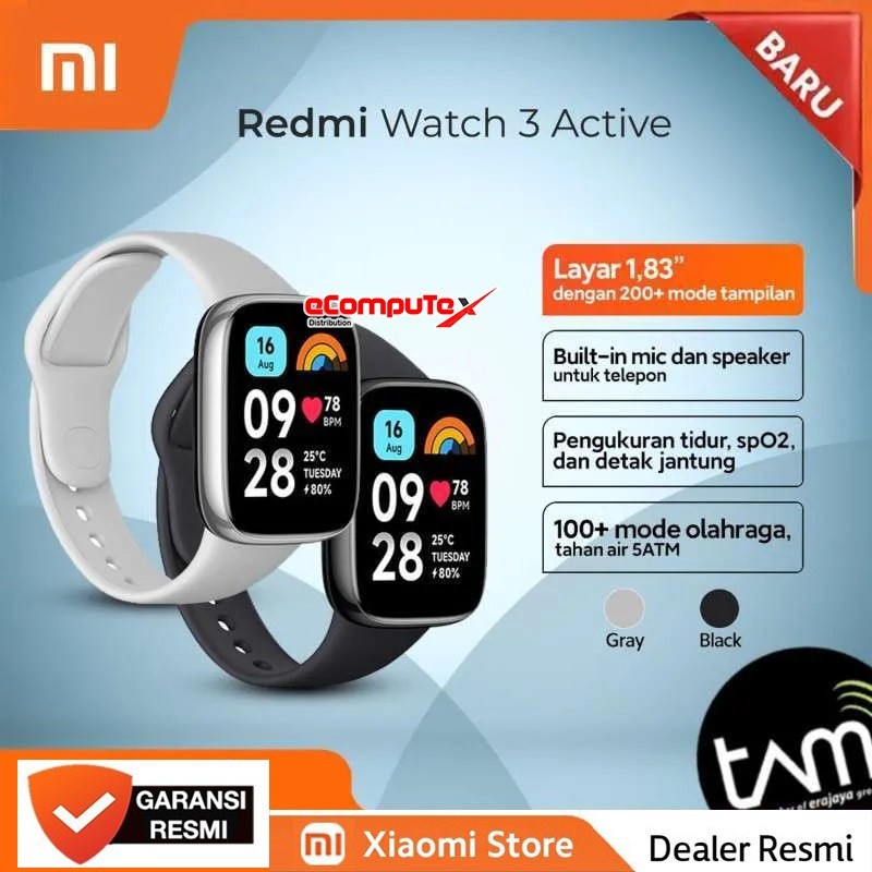 Jual XIAOMI REDMI SMART WATCH 3 ACTIVE JAM TANGAN PINTAR 100 MODE ...