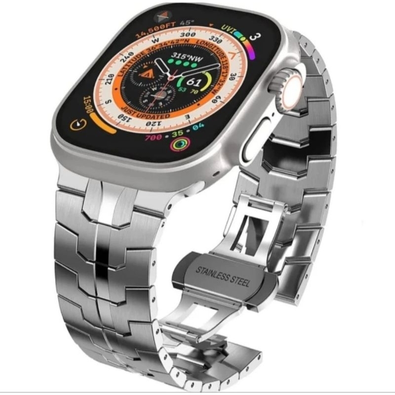 Jual Apple Watch Ultra 3 2 1 Strap Iron Stainless Steel Tali Iwatch SE ...