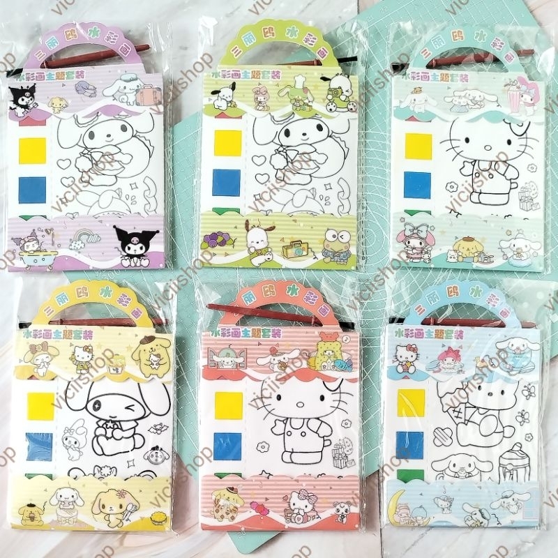 Jual Mainan Melukis Sanrio Lengkap Dengan Kuas/Mainan Lukis Cat Air ...