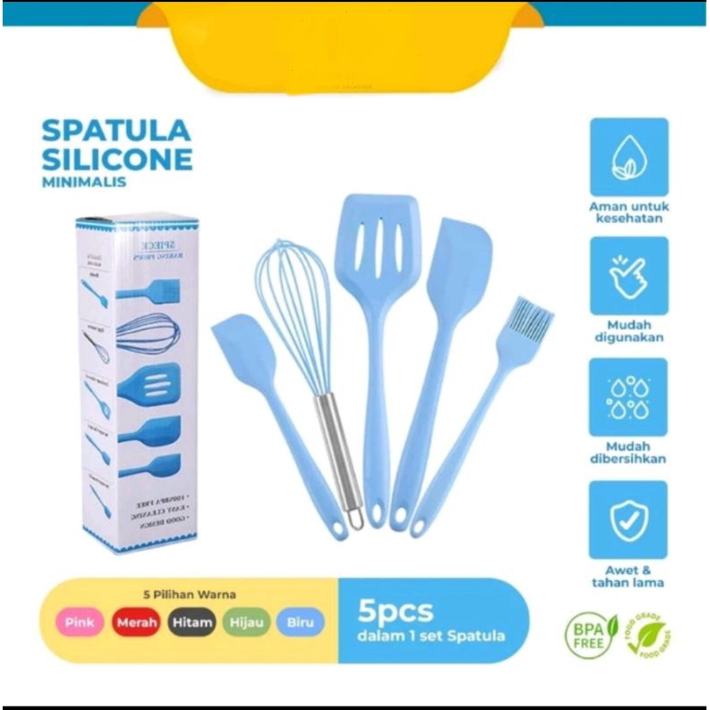 Jual Set Spatula Sutil Silikon Non Stick Cooking Tools Isi 5 Pcs ...