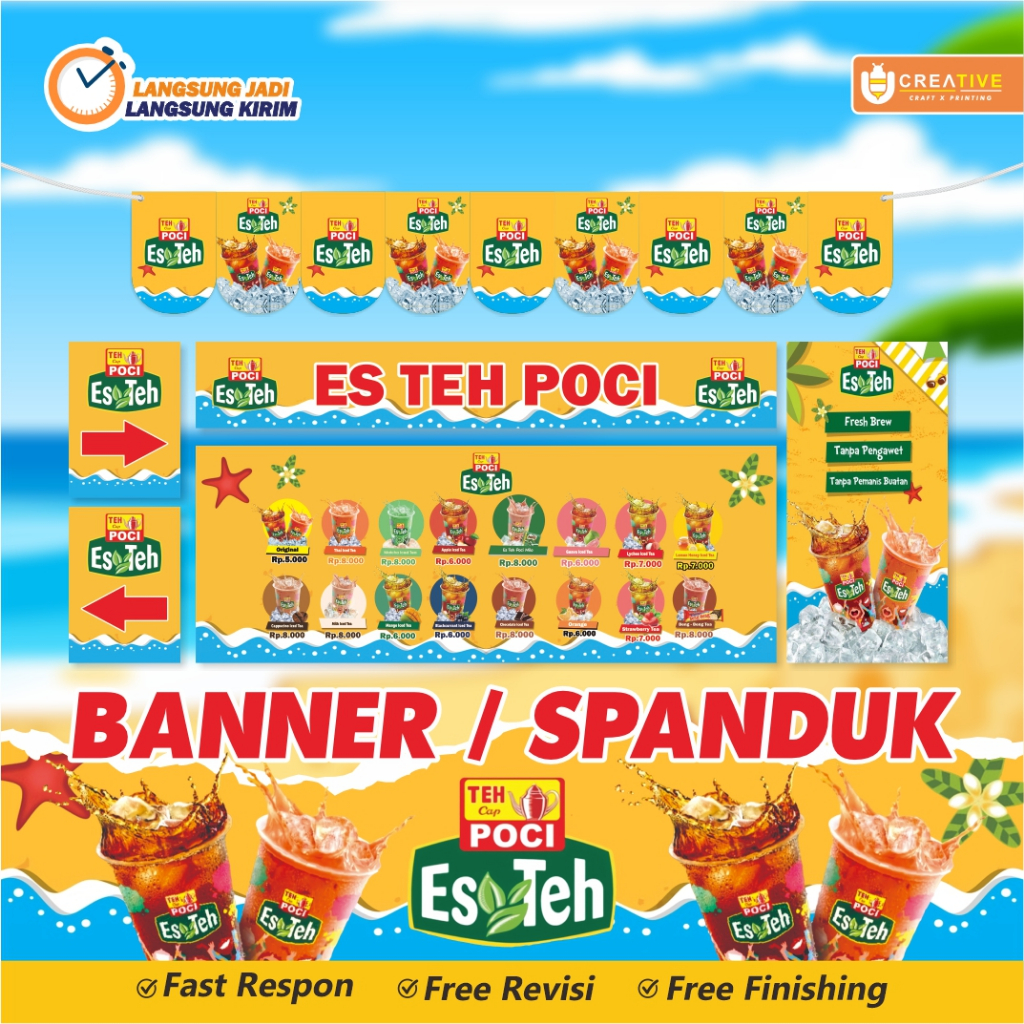 Jual Paket Banner / Spanduk Es Teh (Langsung Jadi, Langsung Kirim ...
