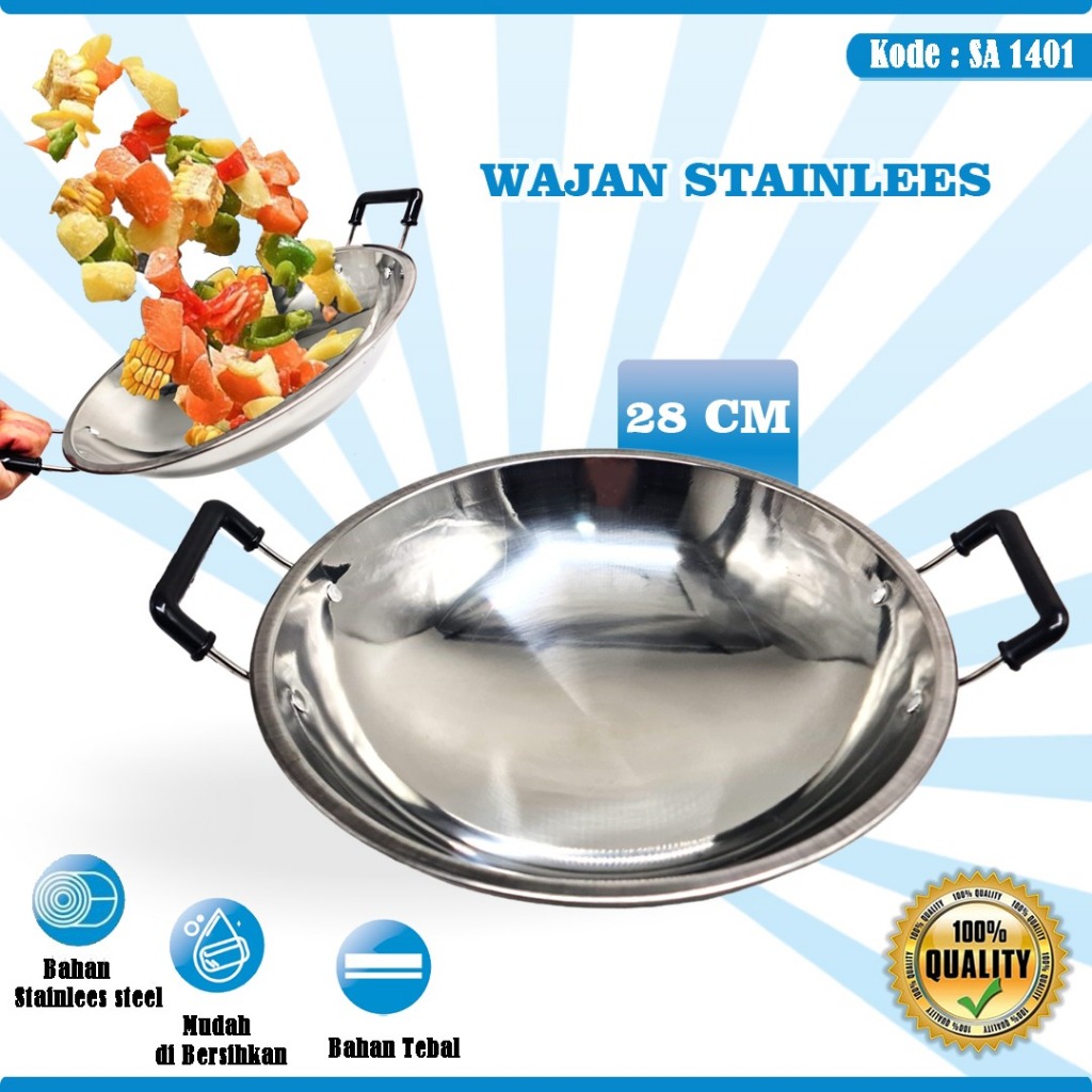 Jual WAJAN 28CM STAINLESS STEEL | Shopee Indonesia